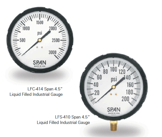 Brass – 4.5” Span Liquid Filled Pressure Gauge | SPAN Instruments
